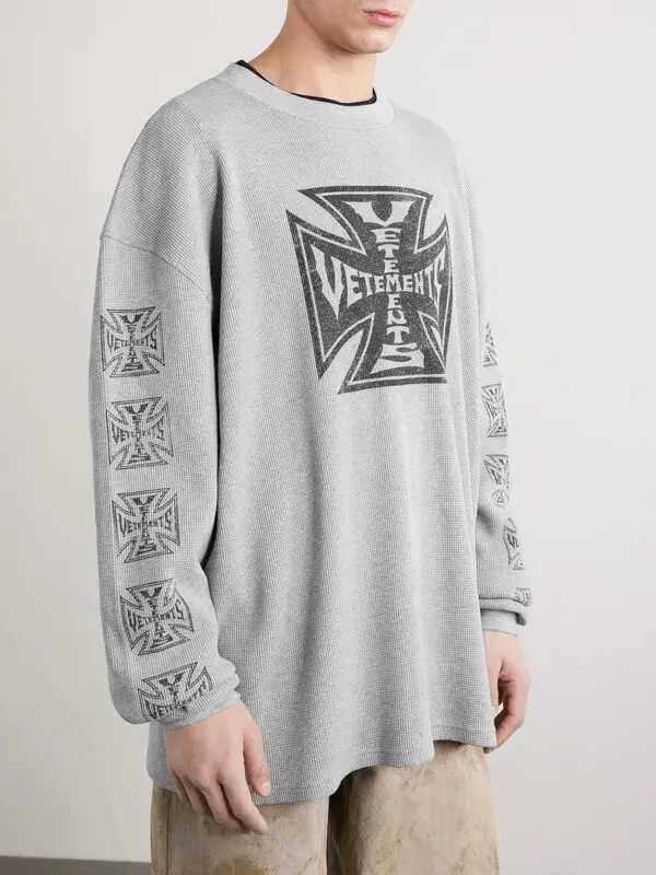 Vetements Printed Waffle-knit Cotton Sweater