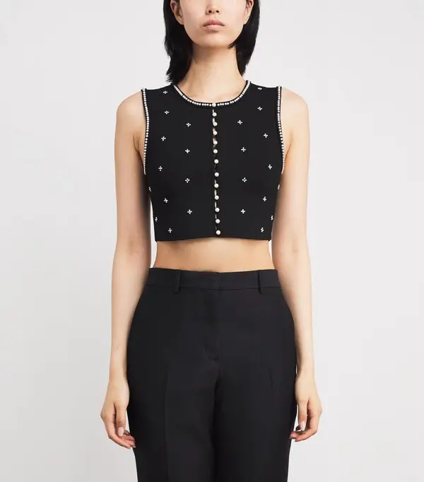 Sandro Knitted Embellished Crop Top