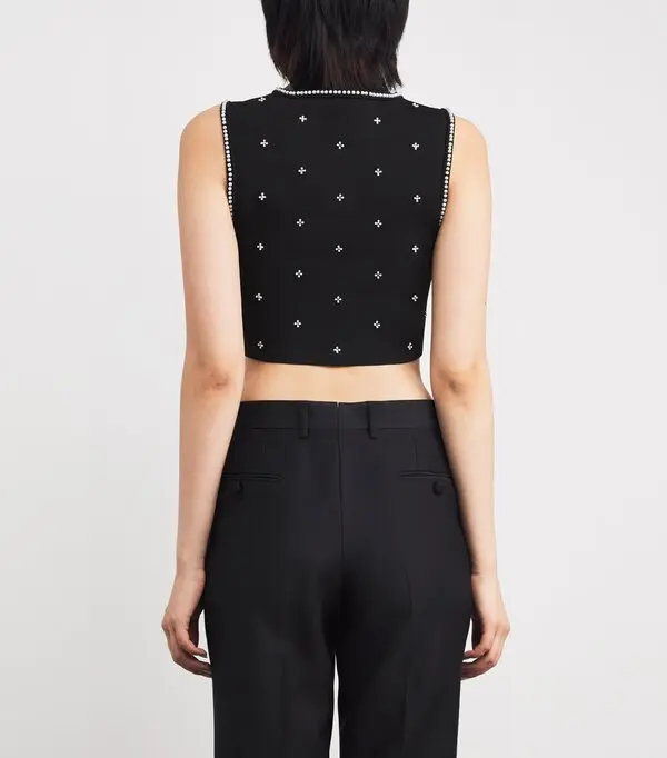Sandro Knitted Embellished Crop Top