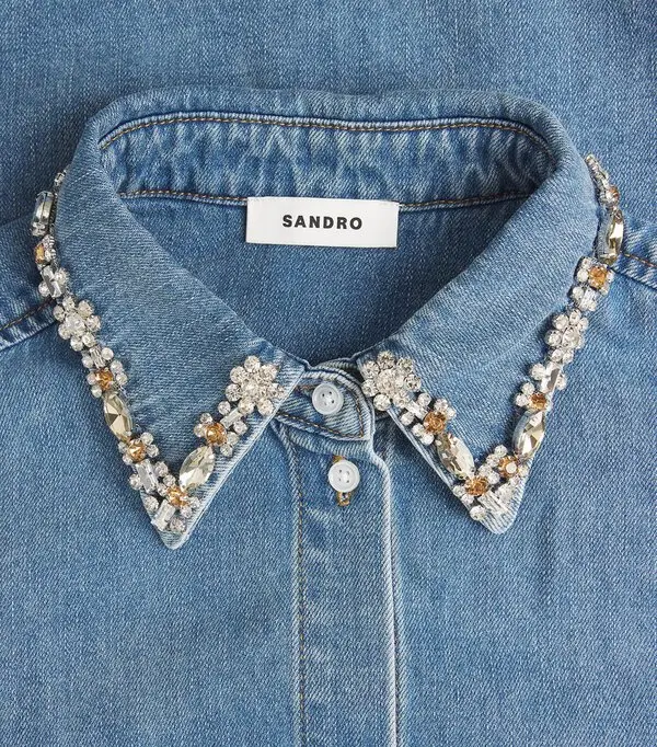 Sandro Embellished Denim Shirt
