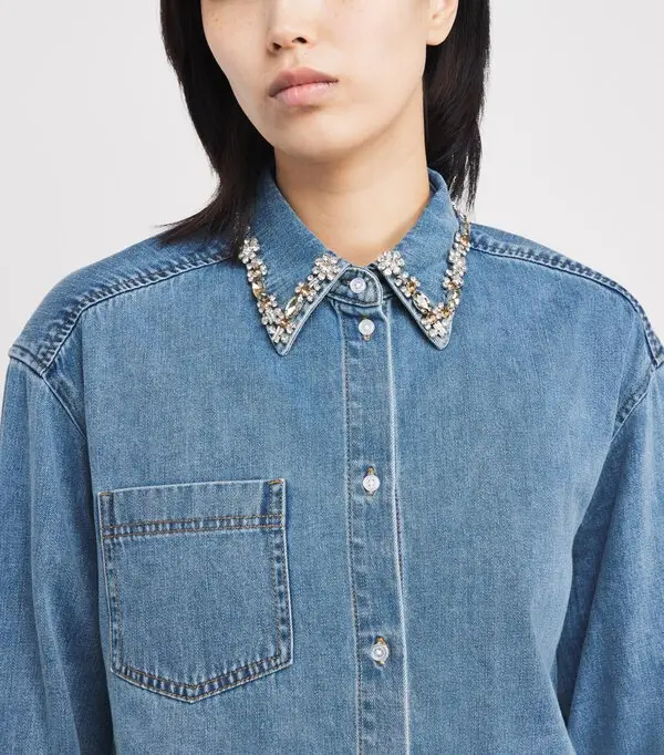 Sandro Embellished Denim Shirt