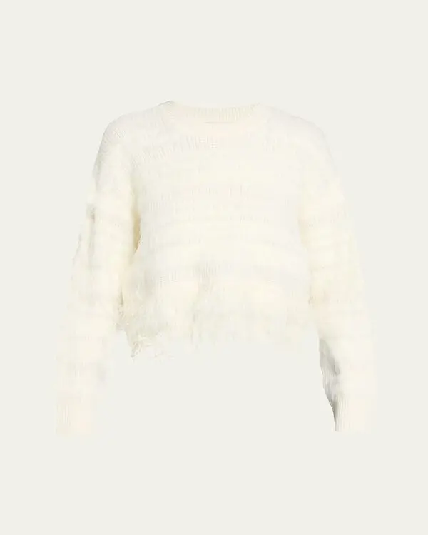 Cinq À Sept Vivi Feathered Crewneck Sweater - Ivory