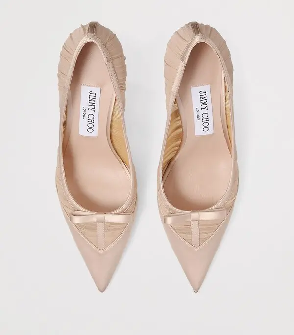 JIMMY CHOO Love 85 Draped Mesh Pumps - Nude