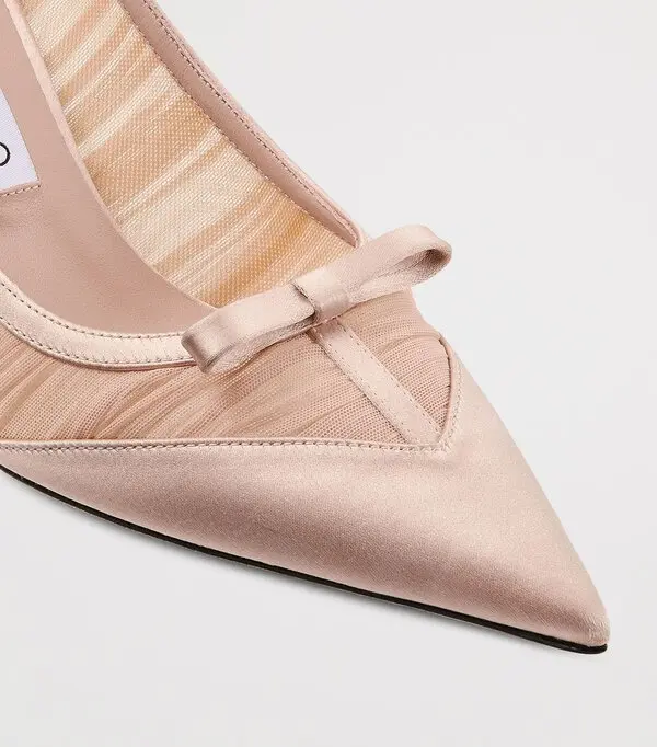 JIMMY CHOO Love 85 Draped Mesh Pumps - Nude