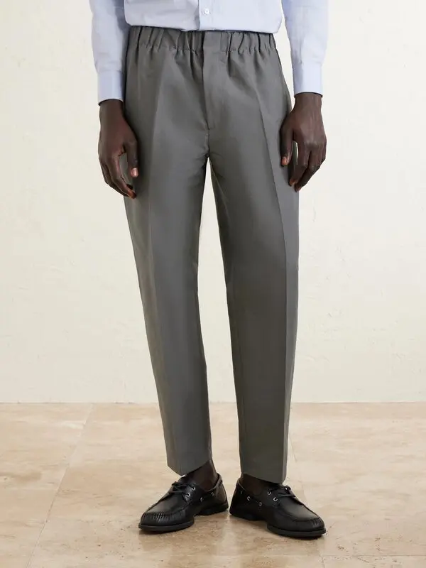JIL SANDER Tapered-leg Cotton Trousers - Gray