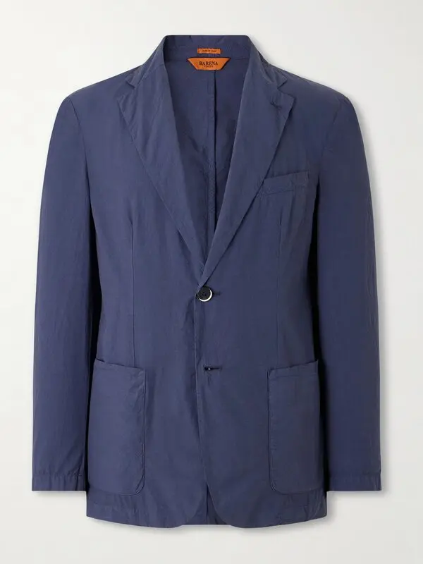 Barena Venezia Borgo Tendon Crinkled Cotton-poplin Blazer - Blue