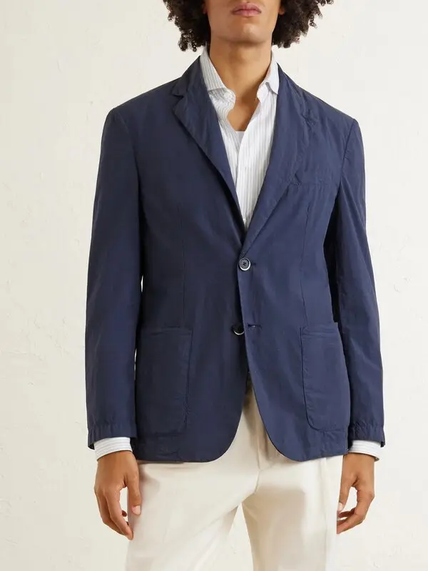 Barena Venezia Borgo Tendon Crinkled Cotton-poplin Blazer - Blue