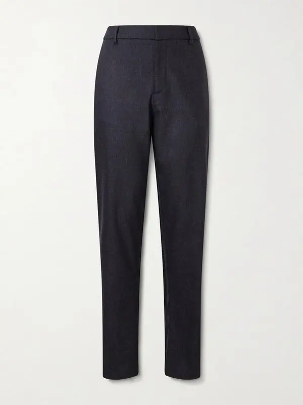 Sunspel Tapered Stretch Wool And Cashmere-blend Flannel Trousers - Gray