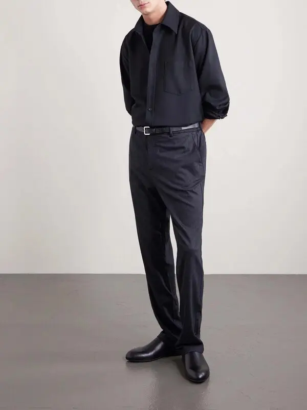 Sunspel Tapered Stretch Wool And Cashmere-blend Flannel Trousers - Gray