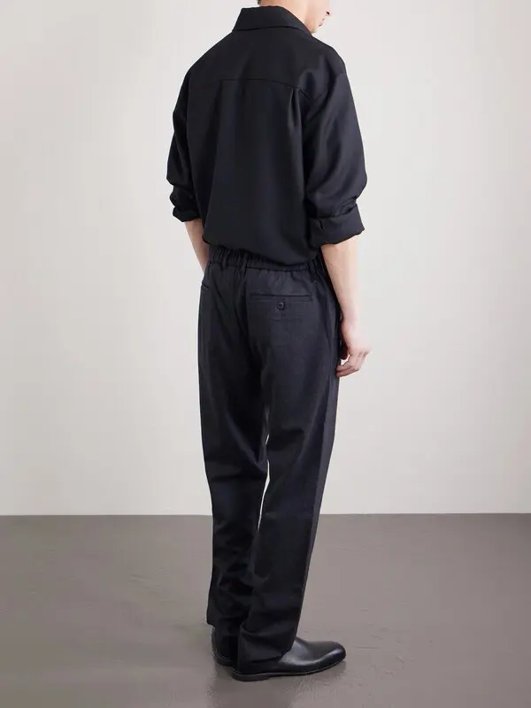 Sunspel Tapered Stretch Wool And Cashmere-blend Flannel Trousers - Gray