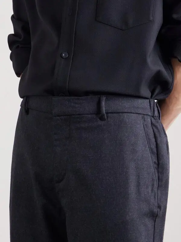 Sunspel Tapered Stretch Wool And Cashmere-blend Flannel Trousers - Gray
