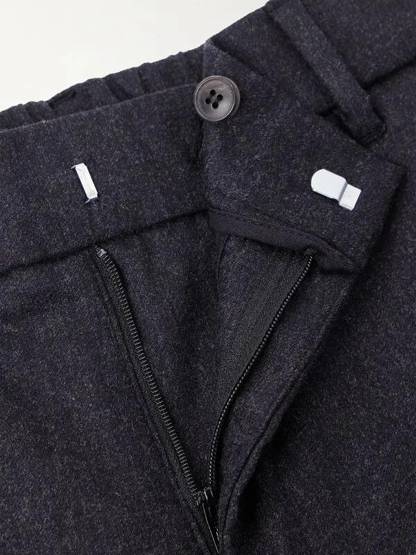 Sunspel Tapered Stretch Wool And Cashmere-blend Flannel Trousers - Gray