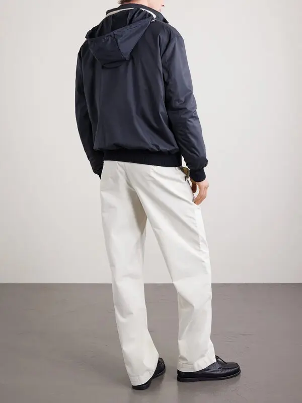 Kiton Suede-trimmed Shell Hooded Jacket