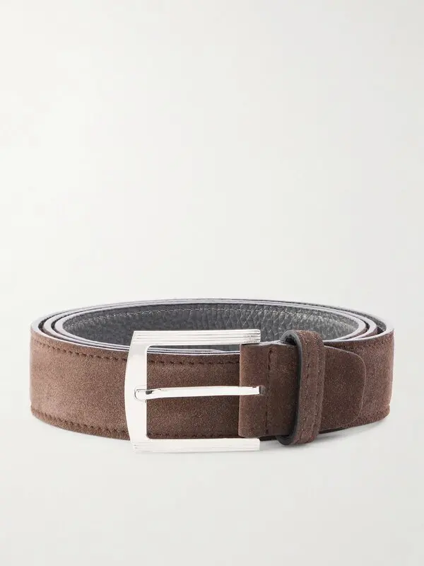 Kiton 3.5cm Suede Belt - Brown