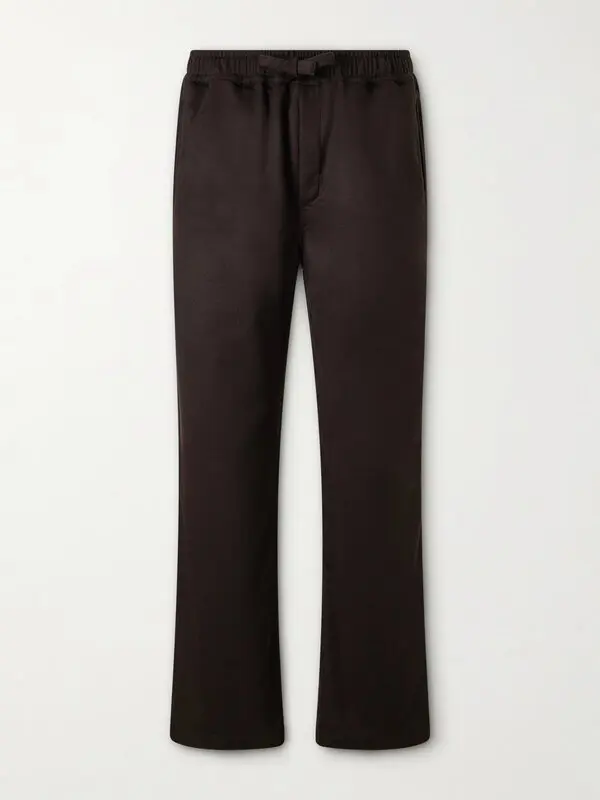 SAMAN AMEL Straight-leg Cashmere Drawstring Trousers - Brown