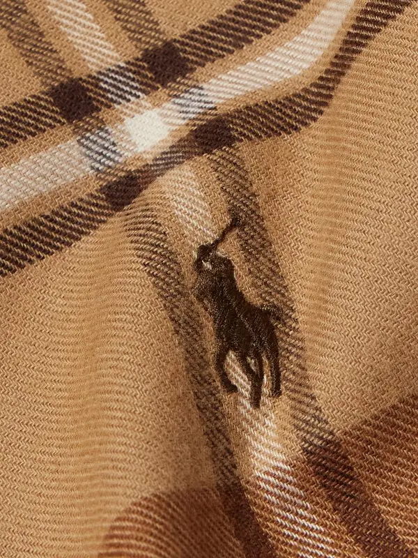 Polo Ralph Lauren Button-down Collar Logo-embroidered Checked Cotton-blend Twill Shirt - Brown