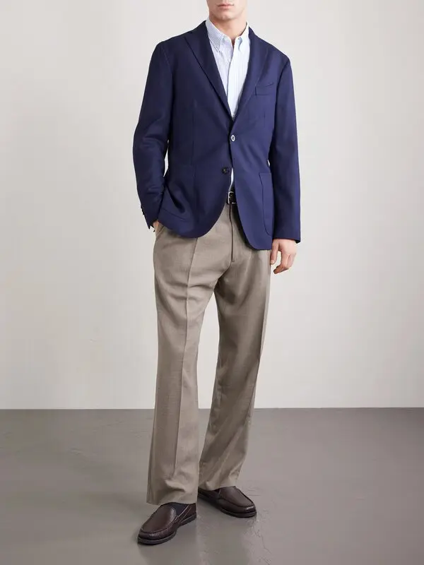 Boglioli Straight-leg Pleated Virgin Wool-hopsack Trousers