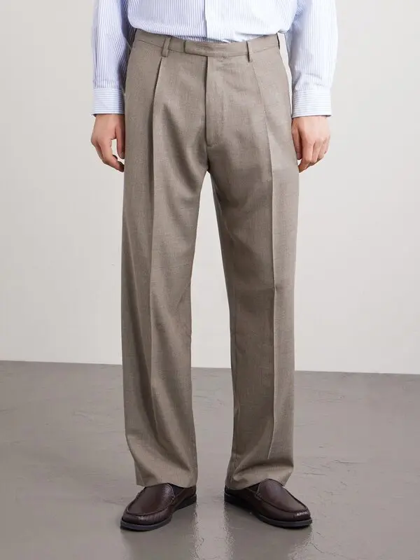 Boglioli Straight-leg Pleated Virgin Wool-hopsack Trousers
