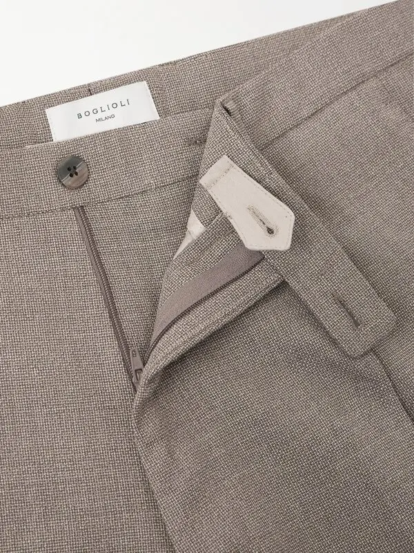 Boglioli Straight-leg Pleated Virgin Wool-hopsack Trousers