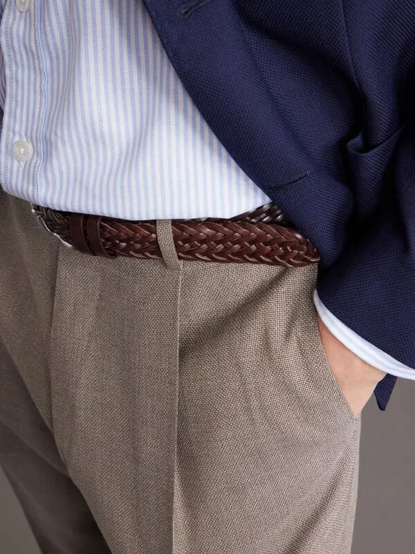 Boglioli Straight-leg Pleated Virgin Wool-hopsack Trousers