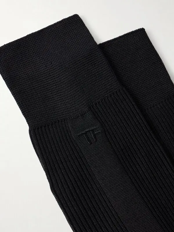 TOM FORD Logo-embroidered Silk Socks - Black