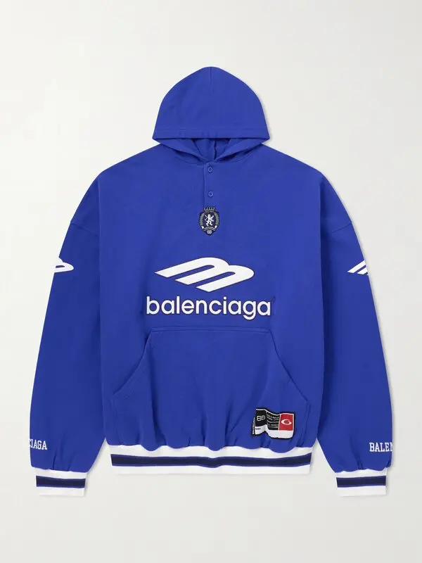 Balenciaga Logo-embroidered Cotton-jersey Hoodie