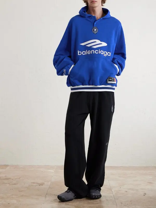 Balenciaga Logo-embroidered Cotton-jersey Hoodie