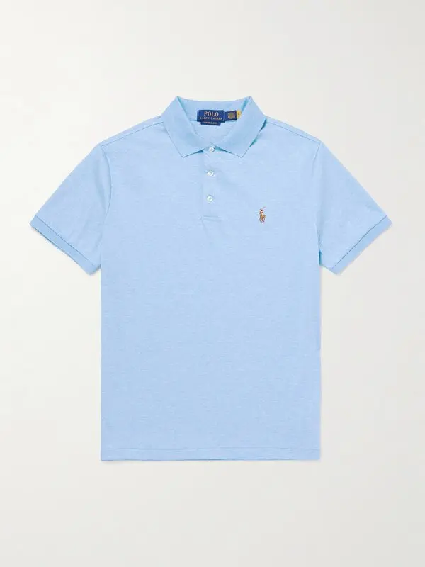 Polo Ralph Lauren Logo-embroidered Cotton-jersey Polo Shirt - Blue