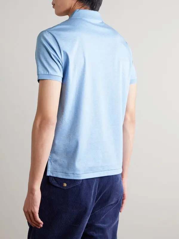 Polo Ralph Lauren Logo-embroidered Cotton-jersey Polo Shirt - Blue