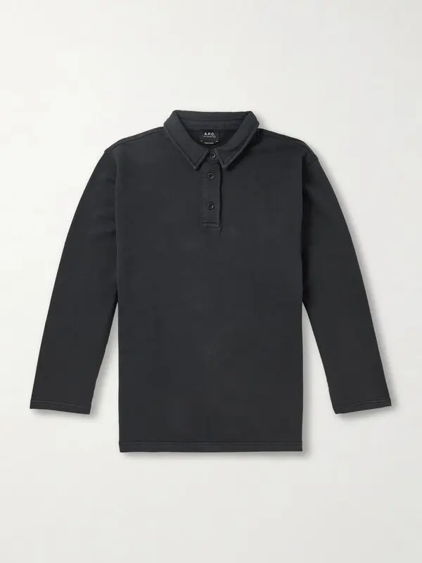 A.p.c. Logo-embroidered Cotton-jersey Polo Shirt - Black