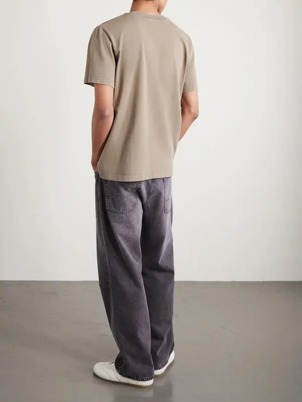 A.p.c. Standard Grand Vpc Logo-flocked Organic Cotton-jersey T-shirt - Neutrals
