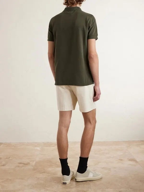 TOM FORD Slim-fit Lyocell And Cotton-blend Piqué Polo Shirt - Green