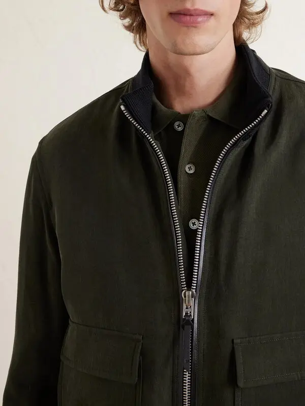 TOM FORD Slim-fit Lyocell And Cotton-blend Piqué Polo Shirt - Green