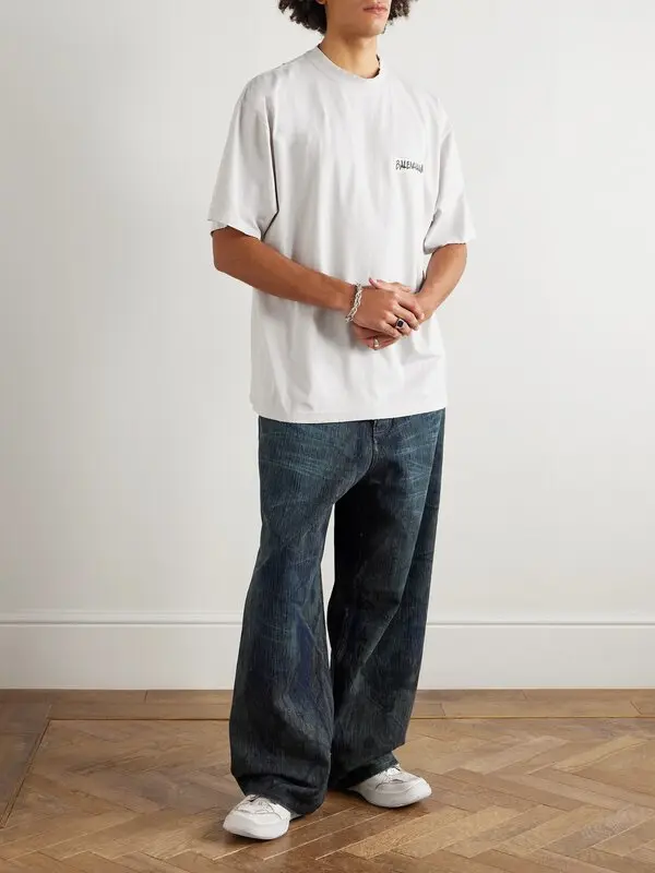 Balenciaga Oversized Logo-print Cotton-jersey T-shirt