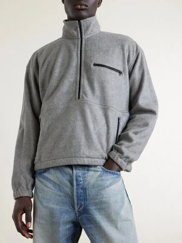 Auralee Silk-fleece Half-zip Sweatshirt
