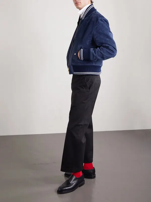 Thom Browne Suede Blouson Jacket - Blue
