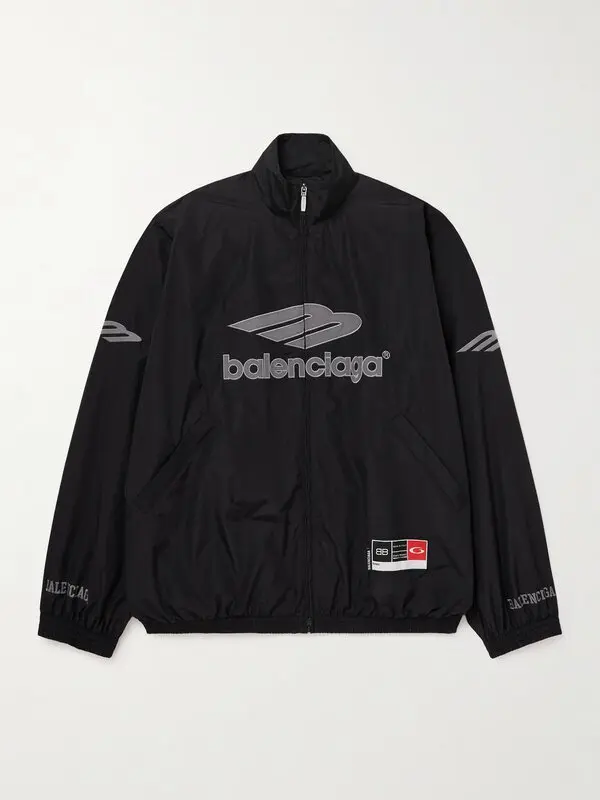 Balenciaga Appliquéd Logo-embroidered Track Jacket - Black