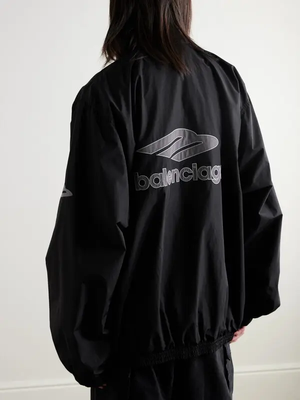 Balenciaga Appliquéd Logo-embroidered Track Jacket - Black