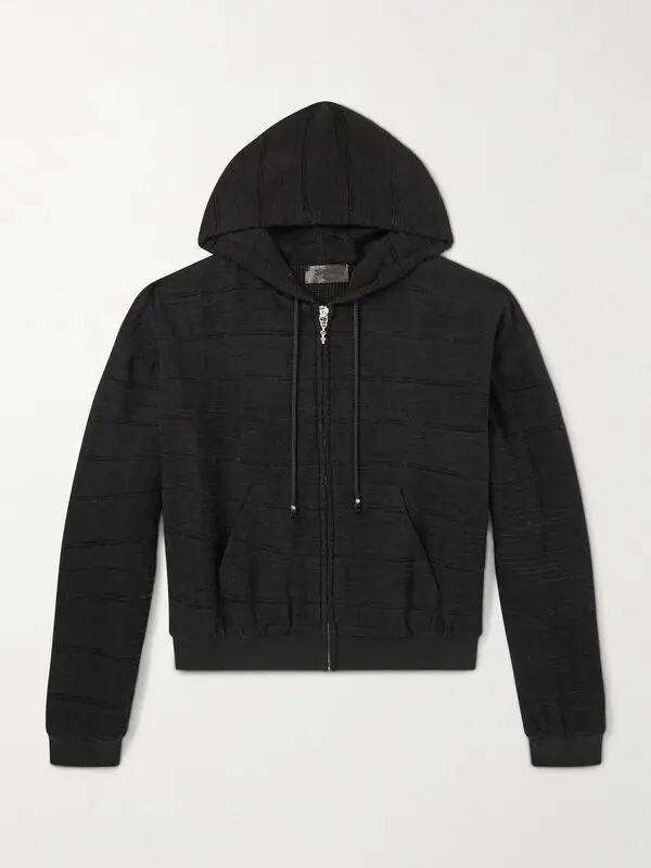 424 Hoorsenbuhs Cropped Embroidered Cotton Zip-up Hoodie