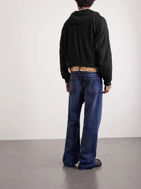 424 Hoorsenbuhs Cropped Embroidered Cotton Zip-up Hoodie