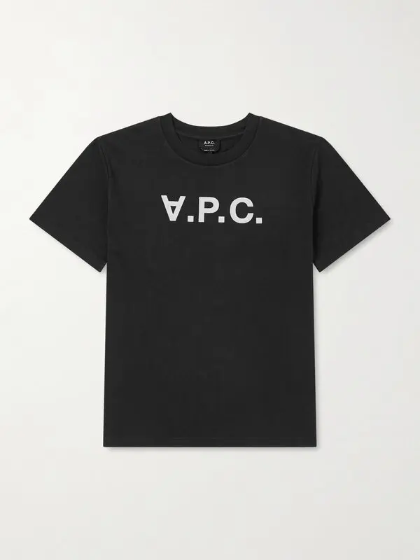 A.p.c. Standard Grand Vpc Logo-flocked Organic Cotton-jersey T-shirt