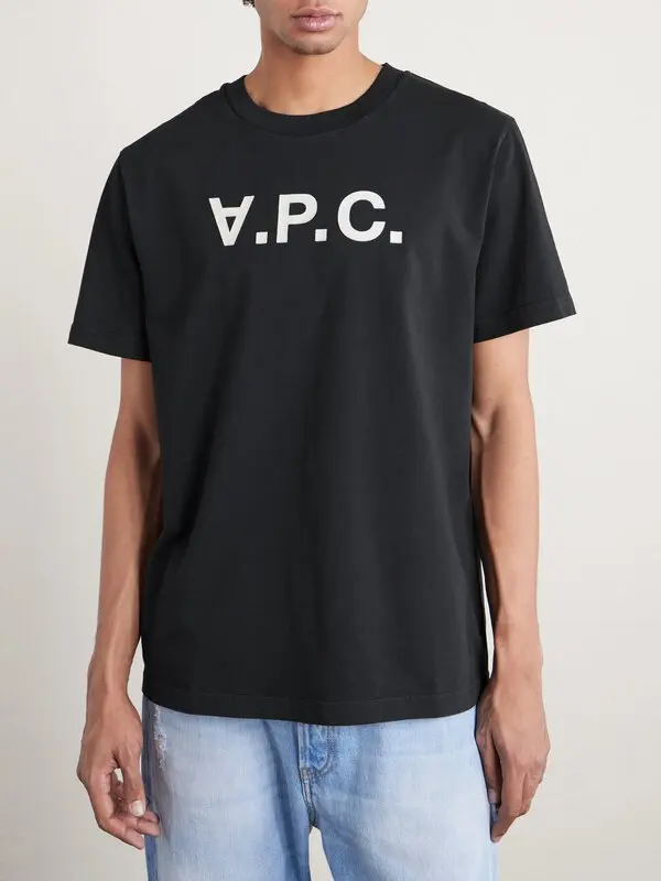 A.p.c. Standard Grand Vpc Logo-flocked Organic Cotton-jersey T-shirt