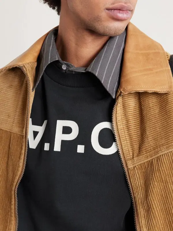 A.p.c. Standard Grand Vpc Logo-flocked Organic Cotton-jersey T-shirt