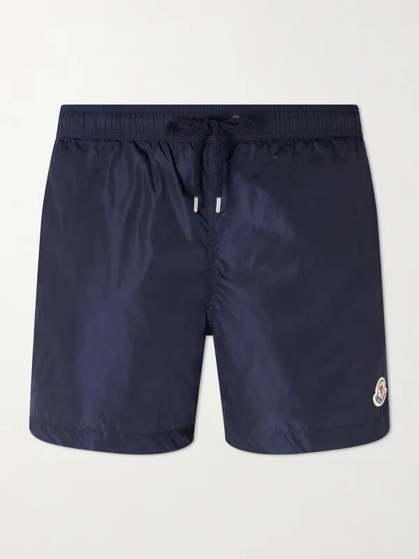 Moncler Slim-fit Mid-length Swim Shorts With Logo - Blue