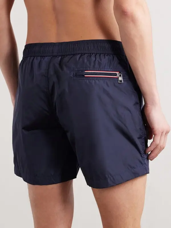 Moncler Slim-fit Mid-length Swim Shorts With Logo - Blue