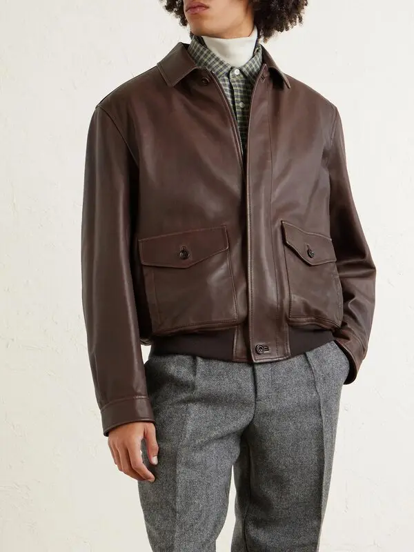 Ralph Lauren Purple Label Leather Bomber Jacket