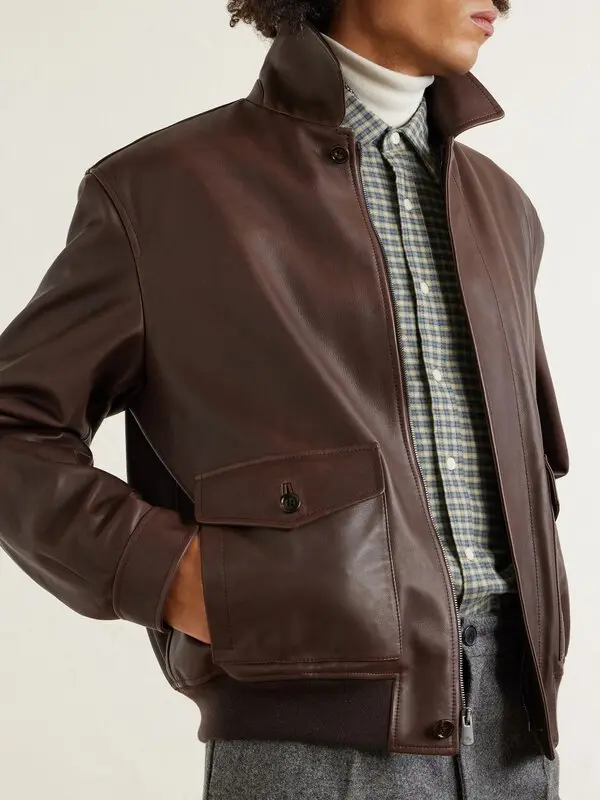 Ralph Lauren Purple Label Leather Bomber Jacket