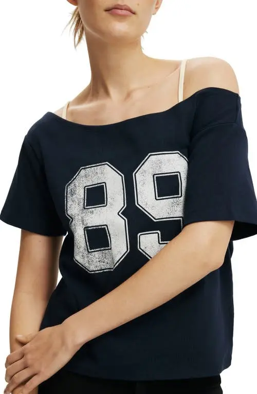 COTTON ON The Sporty Off Shoulder Graphic Tee