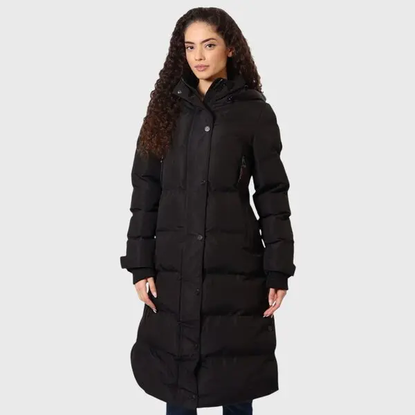 CANADA WEATHER GEAR Quilted Maxi Long Parka Jacket - Black