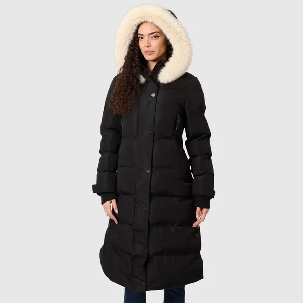 CANADA WEATHER GEAR Quilted Maxi Long Parka Jacket - Black